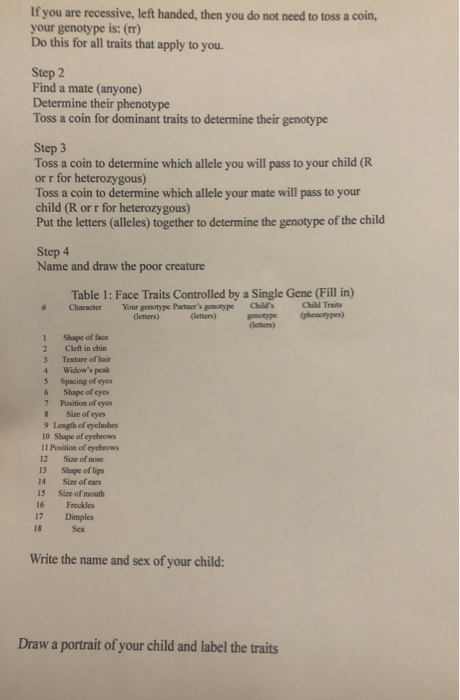 Solved If you are recessive, left handed, then you do not | Chegg.com