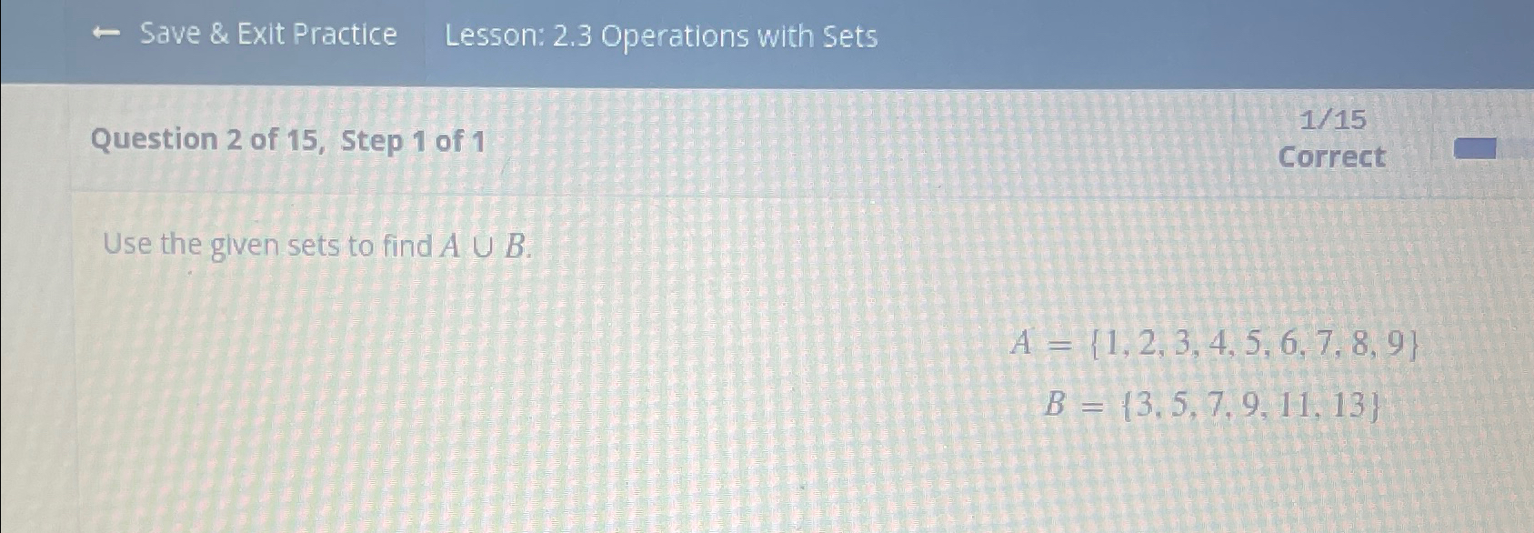 Solved larr Save & Exit Practice Lesson: 2.3 ﻿Operations | Chegg.com