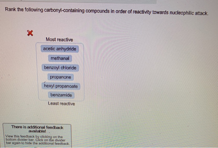 Solved Rank the following carbonyl-containing compounds in | Chegg.com