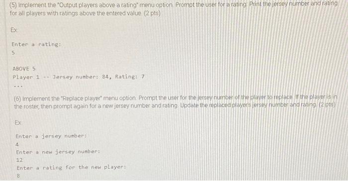 Solved (2) Implement a menu of options for a user to modify | Chegg.com