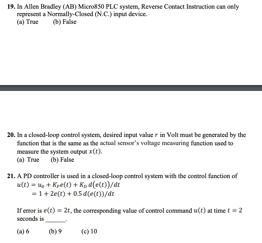 In Allen Bradley (AB) ﻿Micro850 ﻿PLC system, Reverse | Chegg.com