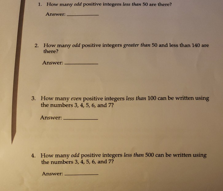 Solved 1. How many odd positive integers less than 50 are | Chegg.com