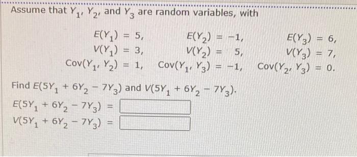 Solved Assume that Y1,Y2 and Y3 are random variables, with | Chegg.com