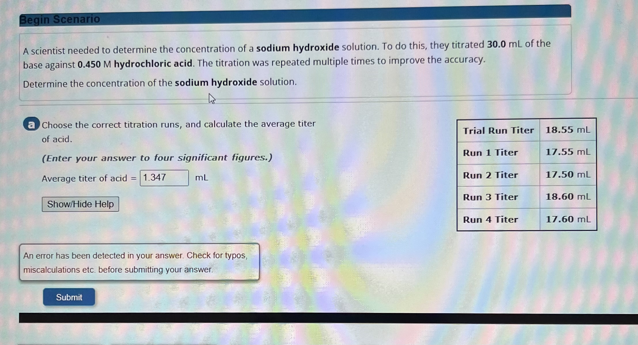 Solved Begin ScenarioA scientist needed to determine the | Chegg.com