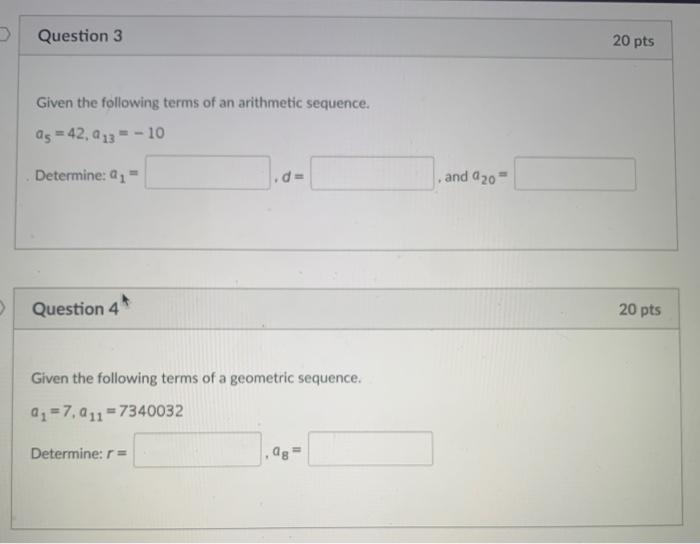 Solved Question 3 20 pts Given the following terms of an | Chegg.com