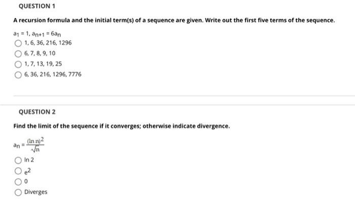 Solved A recursion formula and the initial term(s) of a | Chegg.com