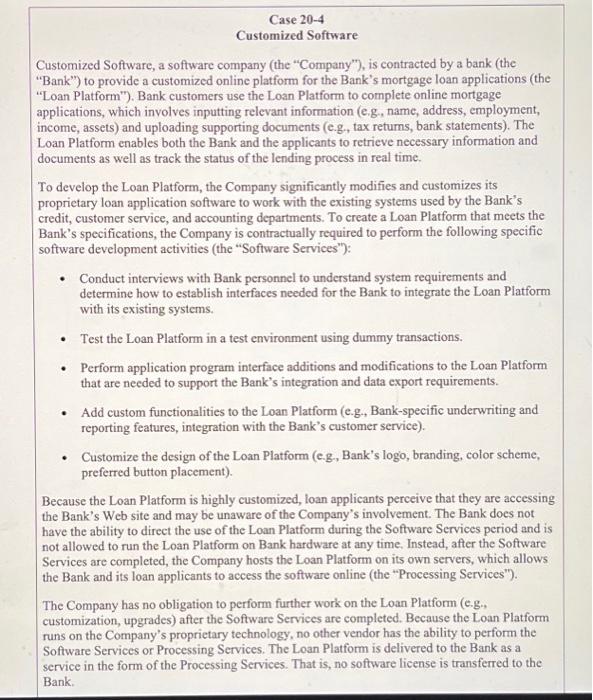 Solved Case 20-4 Customized Software Customized Software, a | Chegg.com