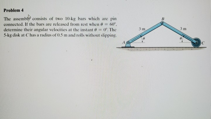 Solved B Problem 4 The assembly consists of two 10-kg bars | Chegg.com