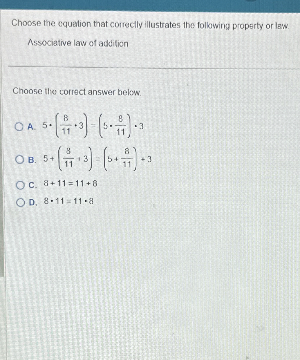 Solved Choose the equation that correctly illustrates the | Chegg.com