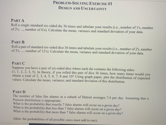 Solved PROBLEM-SOLVING EXERCISE #1 DESIGN AND UNCERTAINTY | Chegg.com