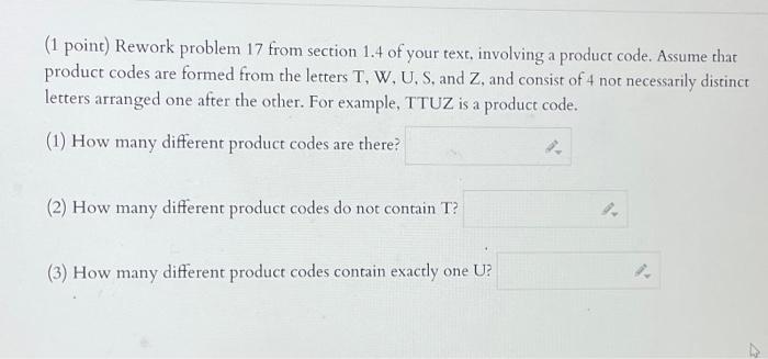 Solved 1 Point Rework Problem 17 From Section 1 4 Of Your