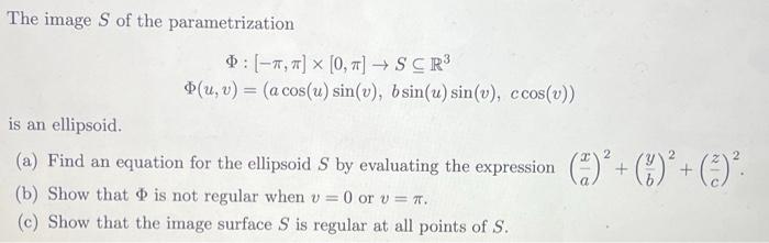 Solved The image S of the parametrization | Chegg.com