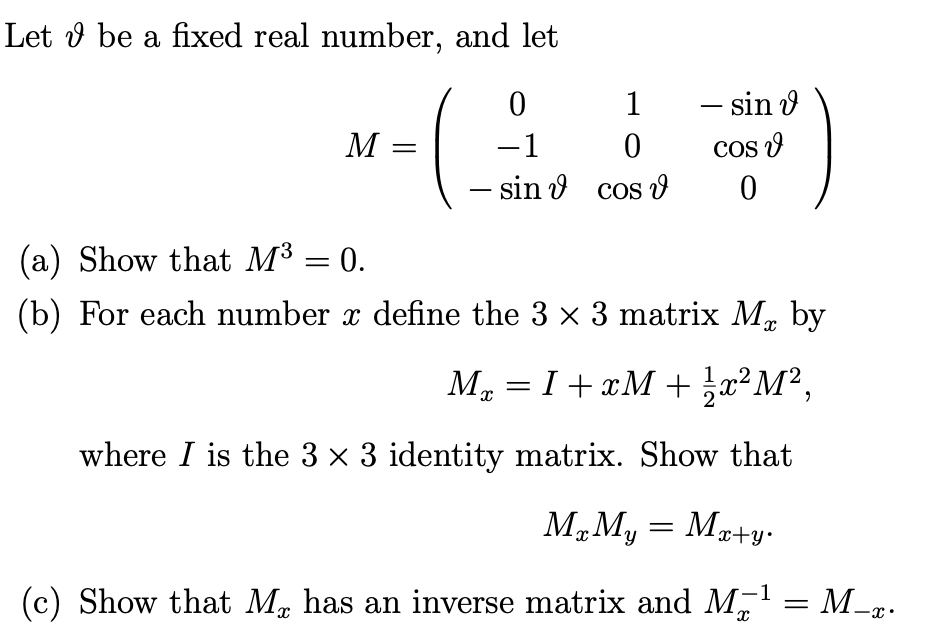 Solved Let varθ ﻿be a fixed real number, and | Chegg.com