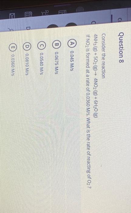 Solved Consider the reaction 4NH3( g)+5O2( g)→4NO2( | Chegg.com