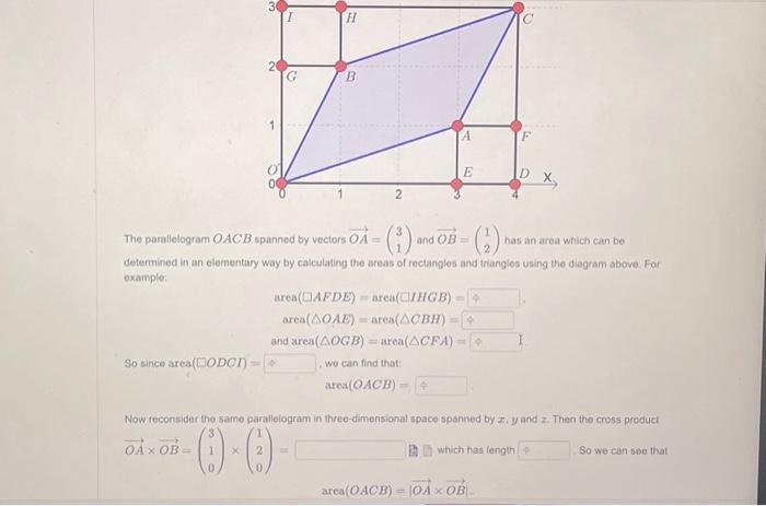 Solved The parallelogram OACB spanned by vectors OA=(31) and | Chegg.com