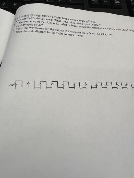 Solved 125 points) a)Design (draw) a 2-bits Johnson counter | Chegg.com