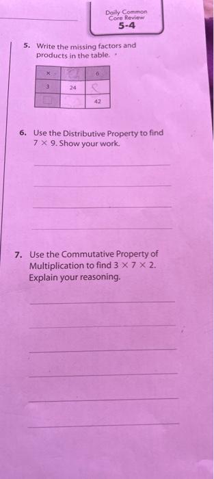 Solved 5. Write the missing factors and products in the | Chegg.com
