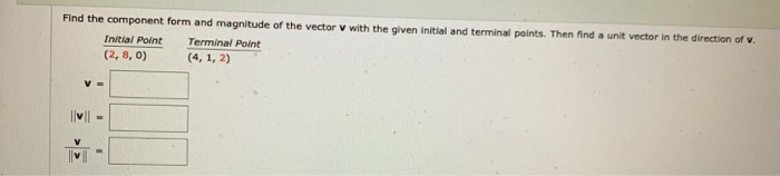 Solved Find the component form and magnitude of the vector V | Chegg.com