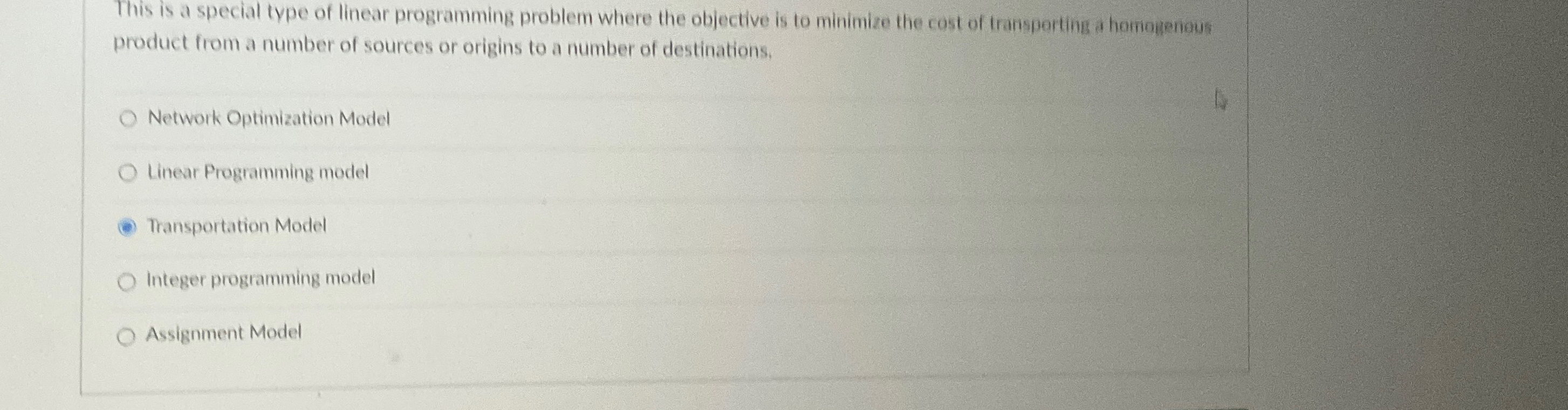 Solved This is a special type of linear programming problem | Chegg.com