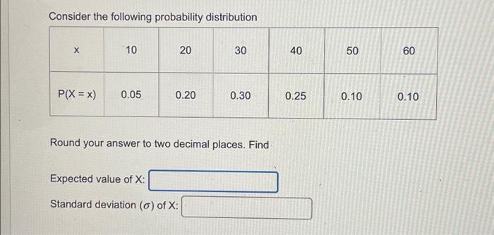 Solved Consider the following probability distribution X | Chegg.com