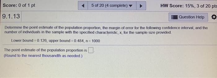 Solved Score: 0 of 1 pt 5 of 20 (4 complete) HW Score: 15%, | Chegg.com
