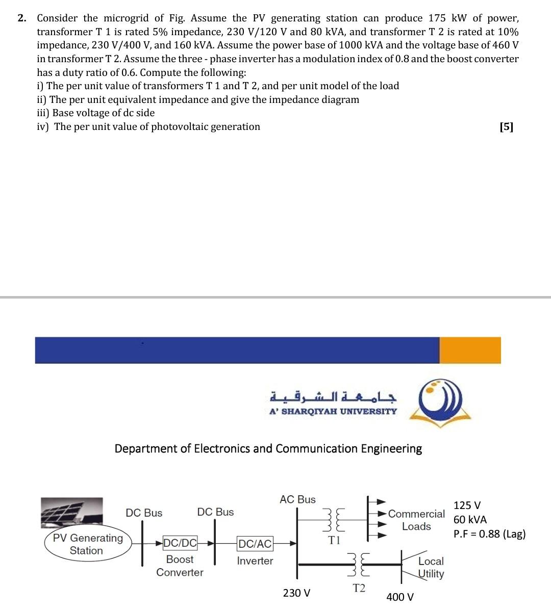 Solved 2. Consider the microgrid of Fig. Assume the PV | Chegg.com