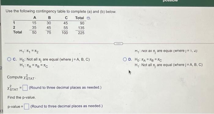 Solved Use the following contingency table to complete (a) | Chegg.com