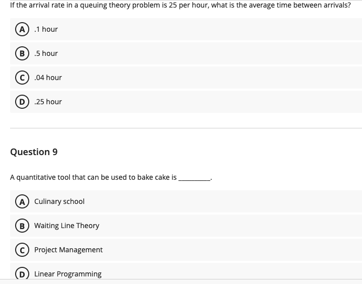 Solved If the arrival rate in a queuing theory problem is 25 | Chegg.com