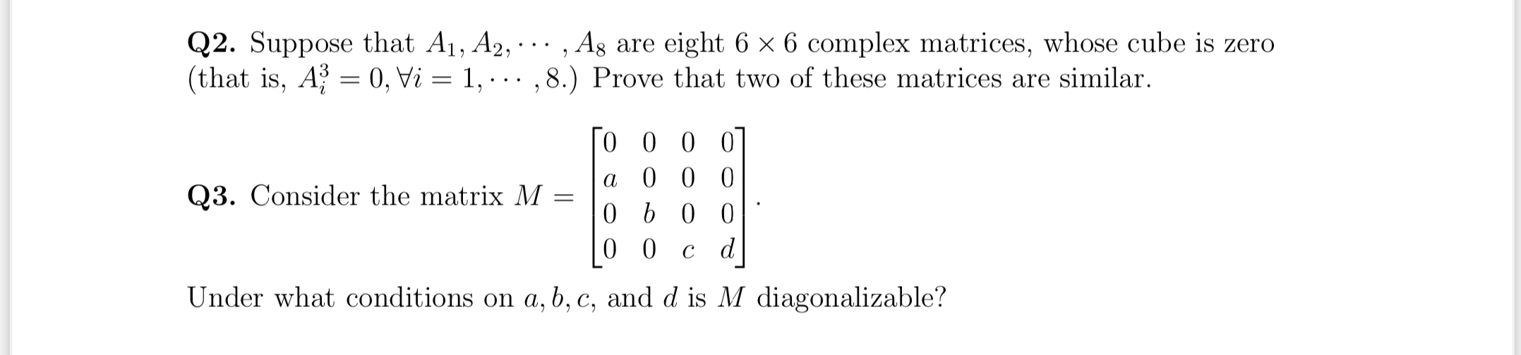 Solved Q2. ﻿Suppose that A1,A2,cdots,A8 ﻿are eight 6×6 | Chegg.com