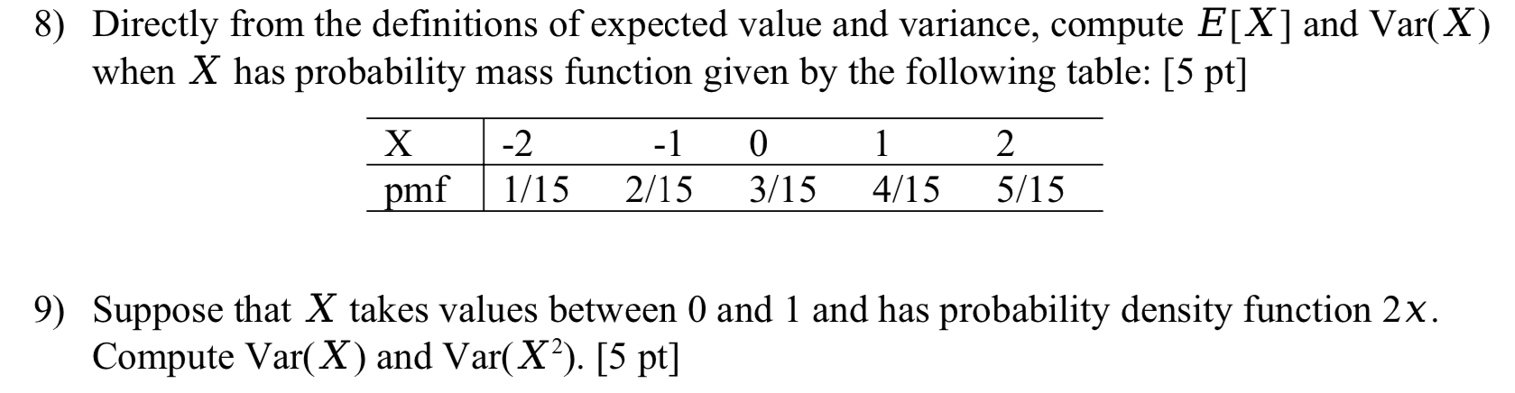 Solved Directly From The Definitions Of Expected Value And