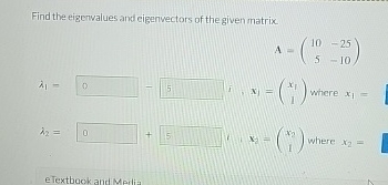 Find the eigenvalues and cigenvectors of the given | Chegg.com