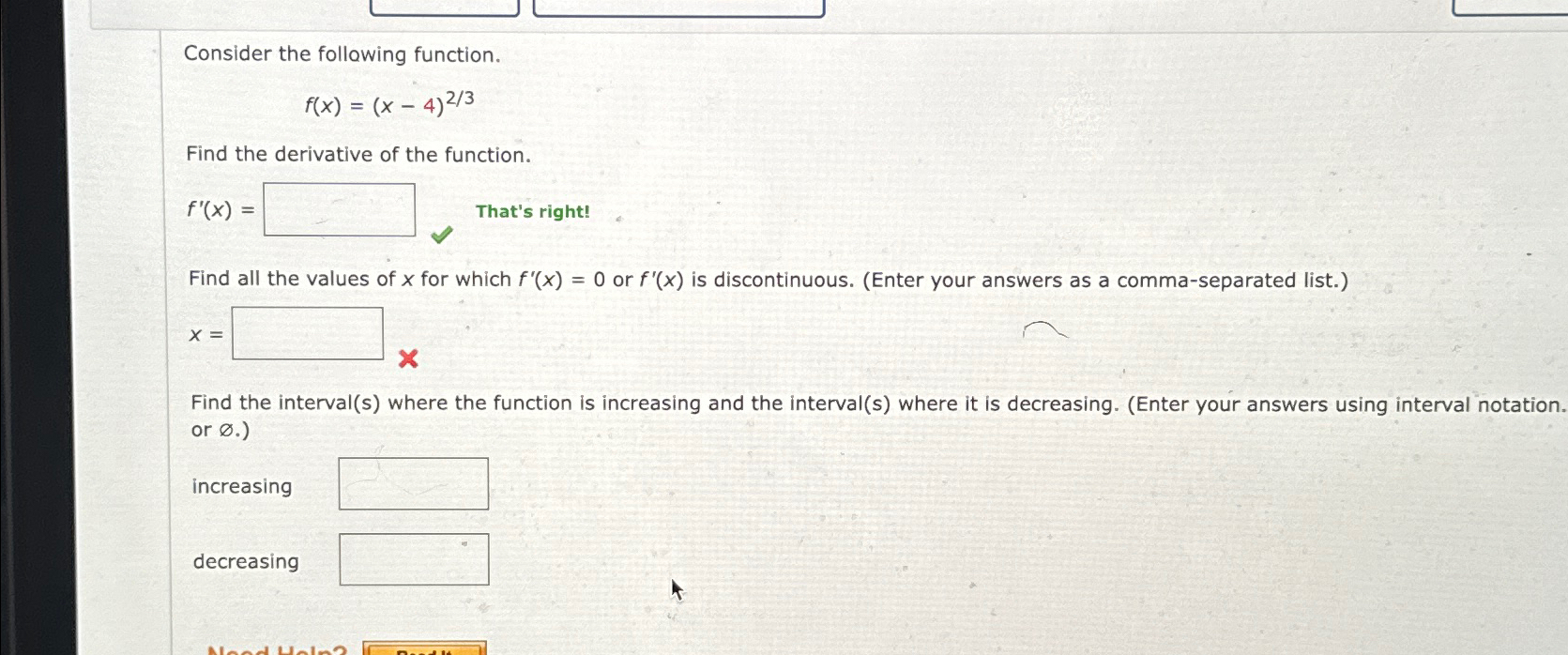Solved Consider the following function.f(x)=(x-4)23Find the | Chegg.com