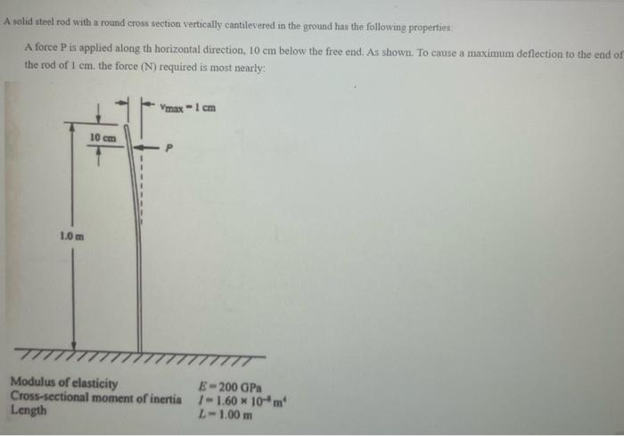 Solved A solid steel rod with a round cross section | Chegg.com