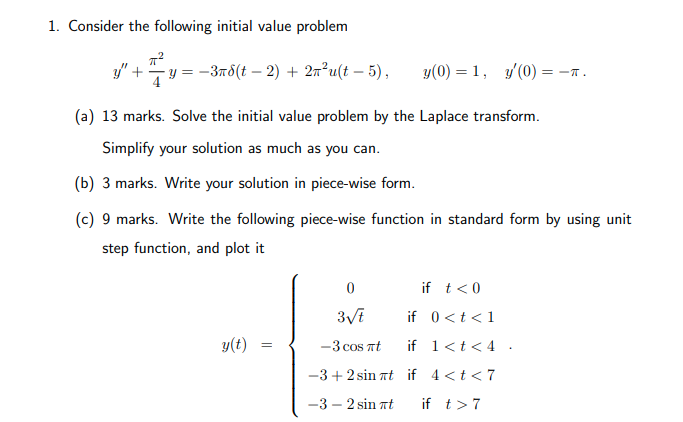 Solved Consider the following initial value | Chegg.com