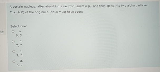 Solved A certain nucleus, after absorbing a neutron, emits a | Chegg.com