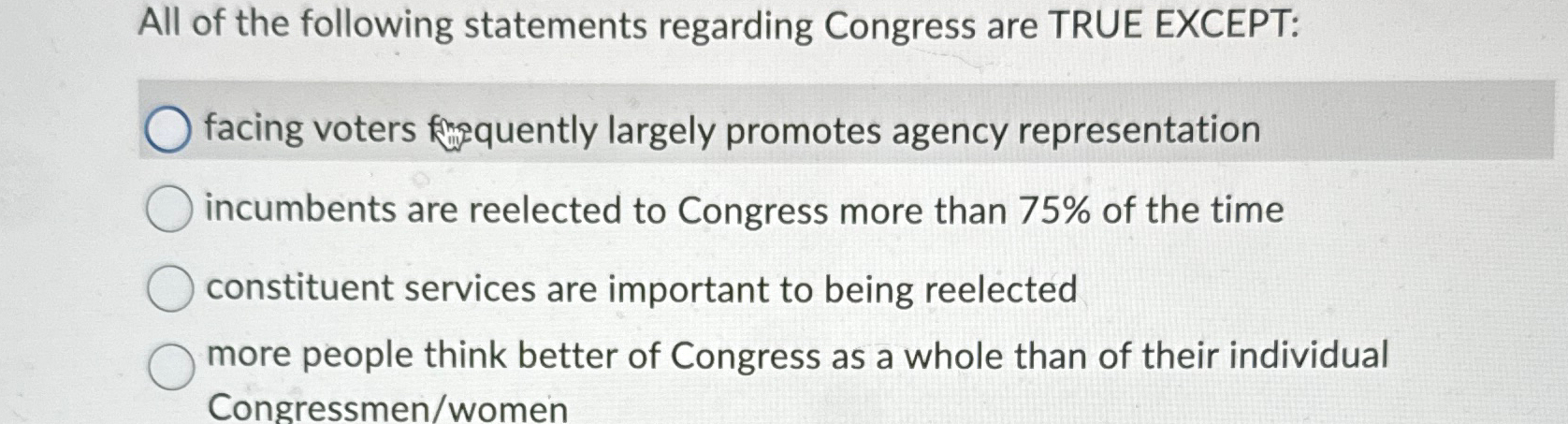 Solved All of the following statements regarding Congress | Chegg.com