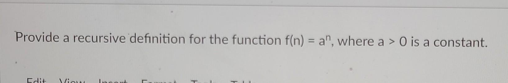 Solved Provide a recursive definition for the function | Chegg.com