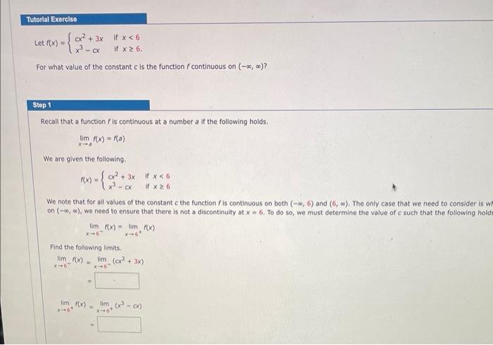 Solved Let f(x)={cx2+3xx3−cx if x