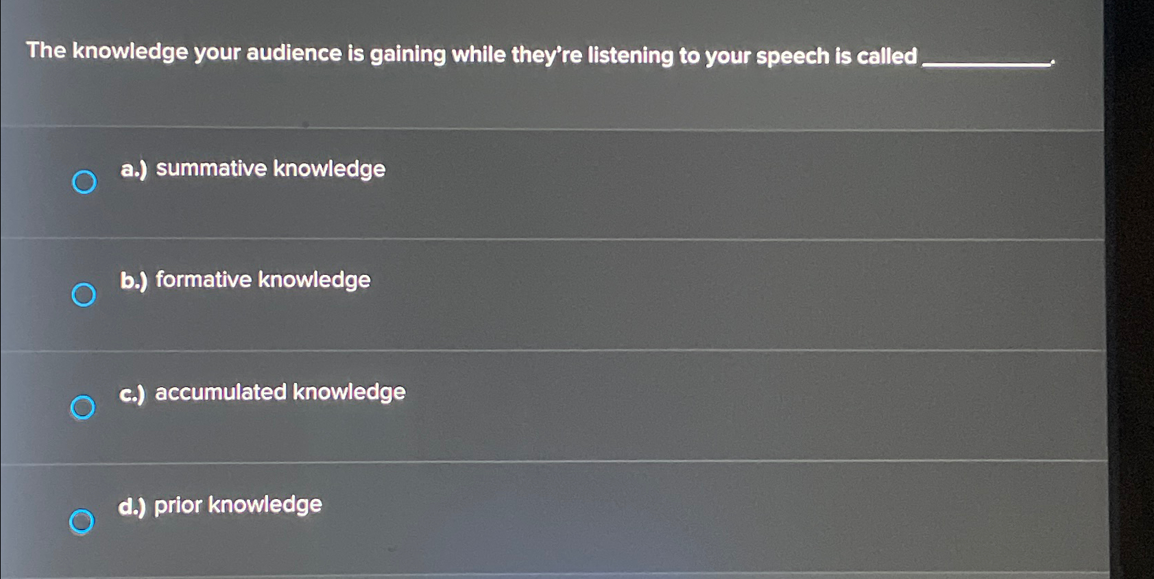 The knowledge your audience is gaining while they're | Chegg.com
