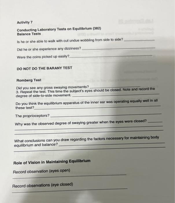 Conducting Laboratory Tests on Equilibrium (382) | Chegg.com