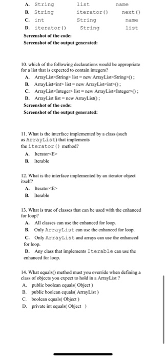 Solved 1. Declare and construct an ArrayList with an initial | Chegg.com