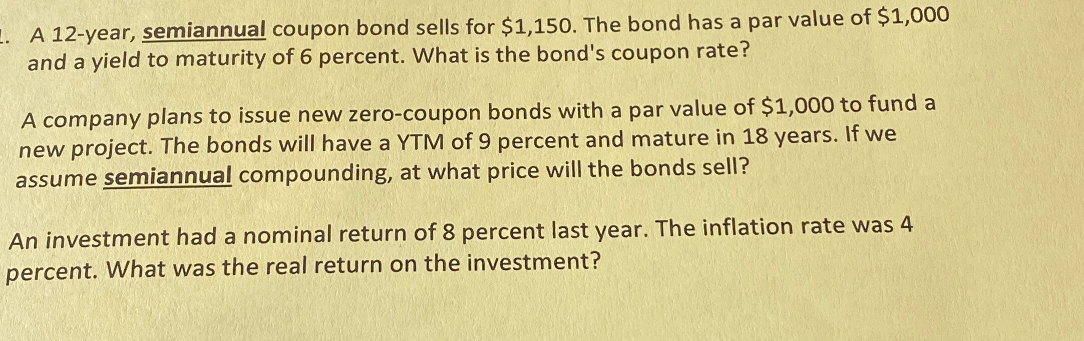 Solved A 12-year, semiannual coupon bond sells for $1,150. | Chegg.com