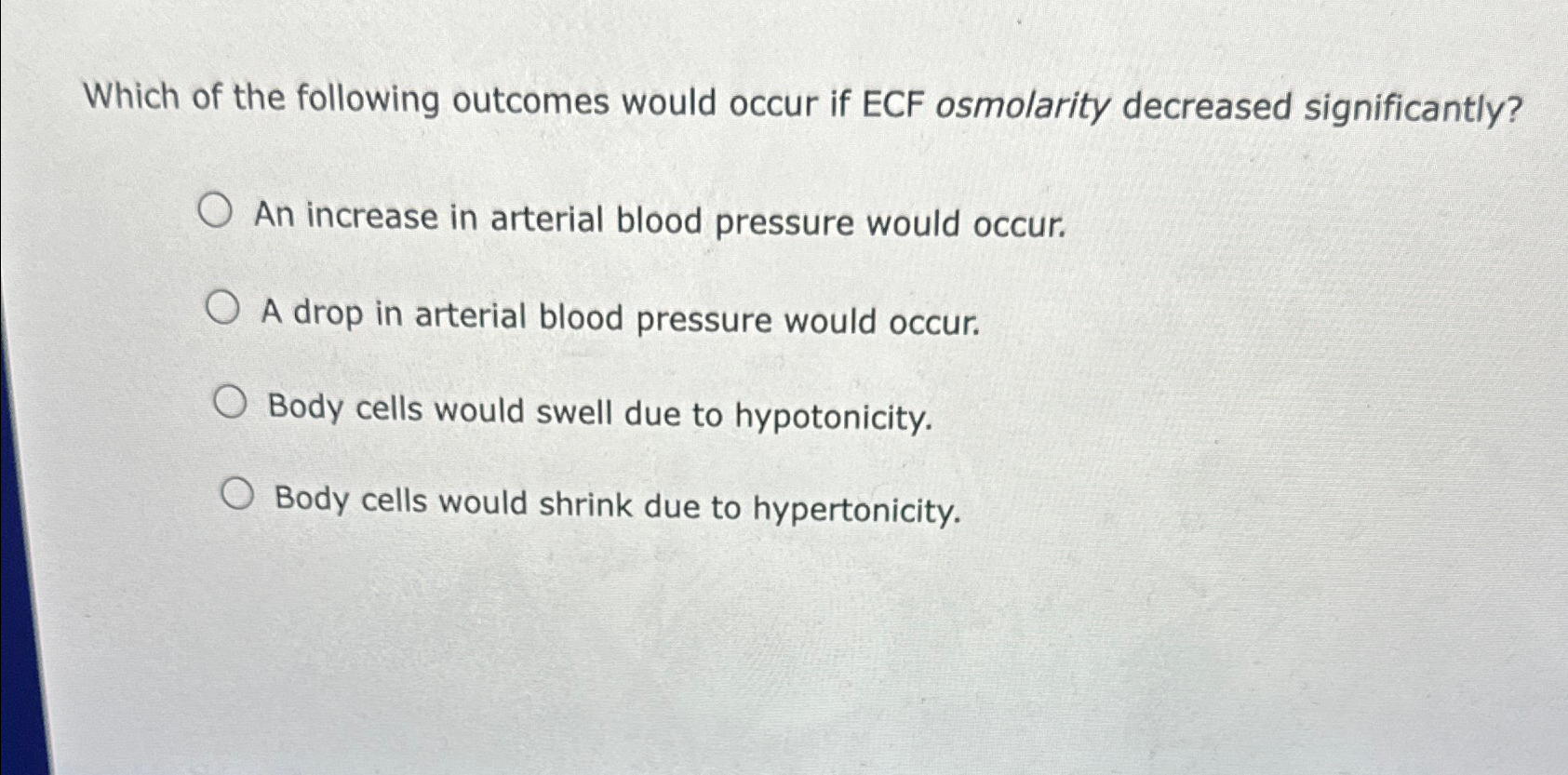 Solved Which of the following outcomes would occur if ECF | Chegg.com