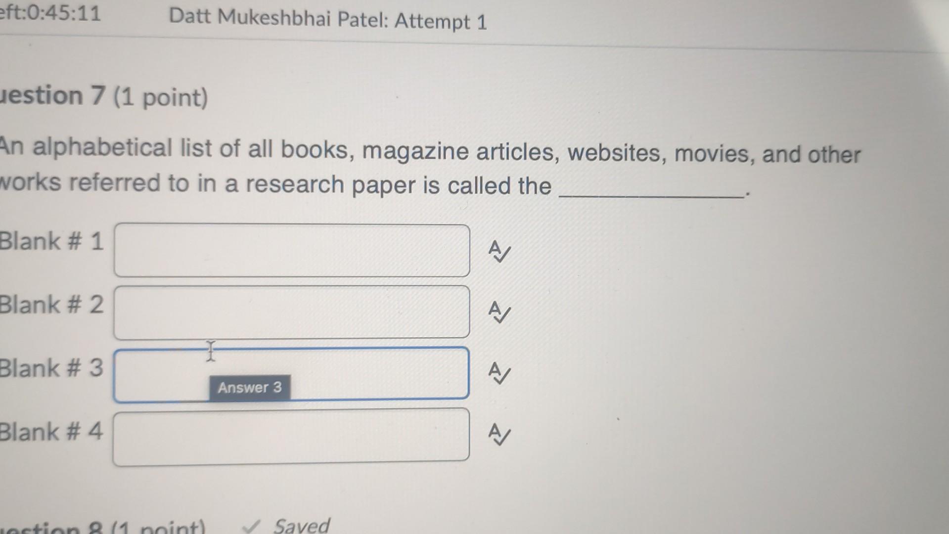 Solved An alphabetical list of all books, magazine articles, | Chegg.com