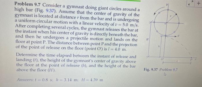 Solved Problem 9.7 Consider a gymnast doing giant circles | Chegg.com