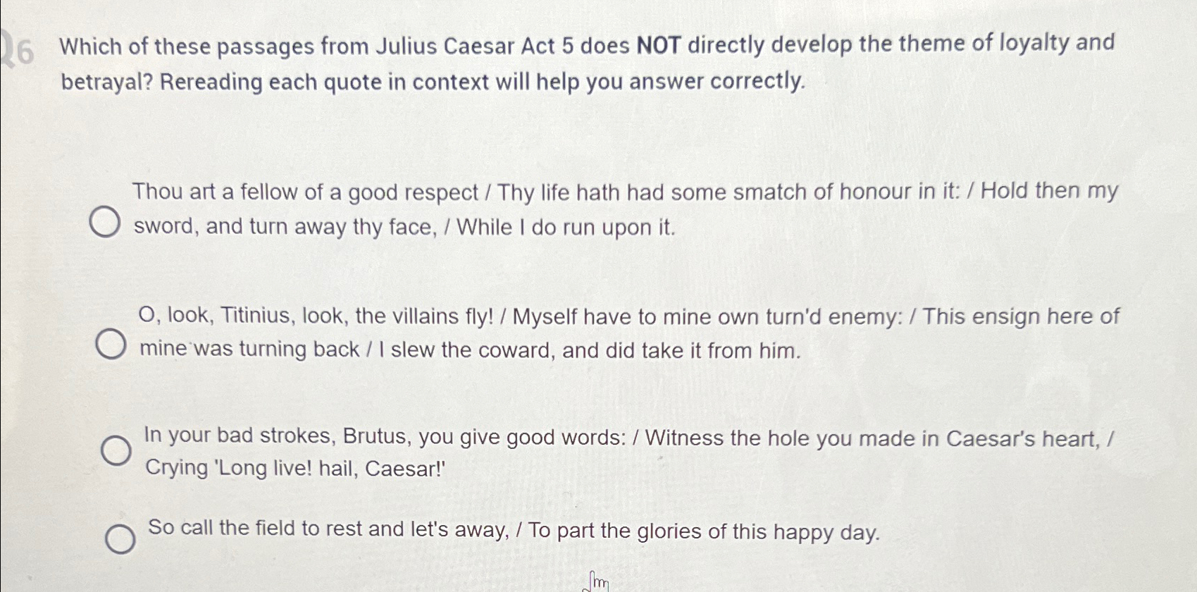 Solved Which of these passages from Julius Caesar Act 5 | Chegg.com