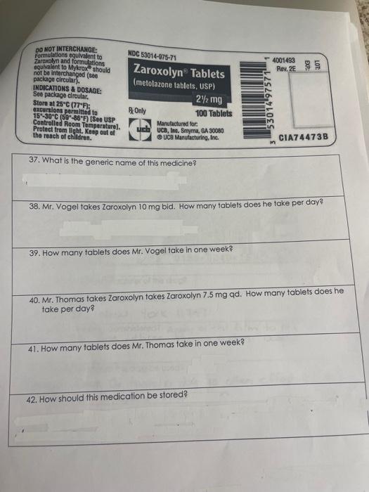 Solved 37. What is the generic name of this medicine? 38. | Chegg.com