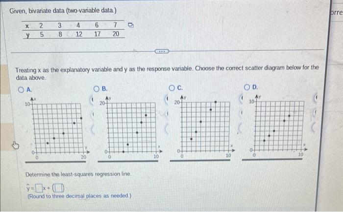 Solved Given, bivariate data (two-variable data.) Treating x | Chegg.com