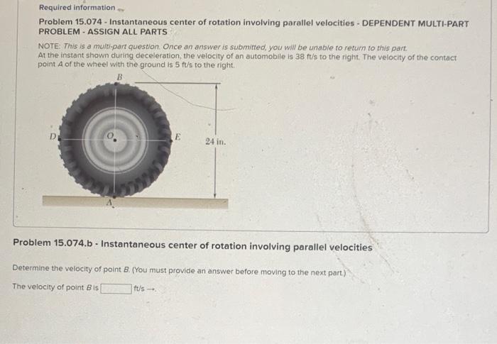 Solved Required information Problem 15.074 - Instantaneous | Chegg.com