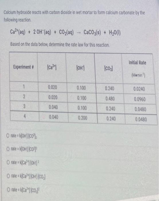 Solved Calcium hydroxide reads with carbon dioxide in wet | Chegg.com